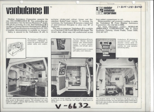 Vanbulance III by Modular Ambulance Corporation – EMS Museum