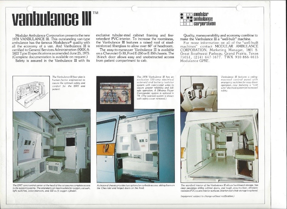 Vanbulance III by Modular Ambulance Corporation – EMS Museum